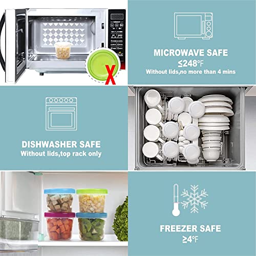Mosville Small Containers with Lids - 6 Sets, 4 OZ Reusable and Leak Proof Salad Dressing Container and Condiment Containers, Baby Food Storage Containers Microwave & Dishwasher Safe…