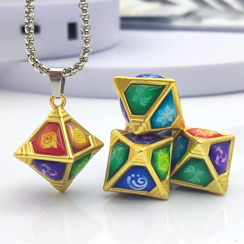 Genshin Impact Dice, Genius Invokation TCG Dice 8 pcs + 1 Necklace