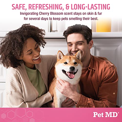 Pet MD Body Spray for Dogs & Cats, Deodorizing Dog Perfume Reduces Static & Eliminates Odor - Long-Lasting Pet Cologne Spray for Dogs - Cherry Blossom