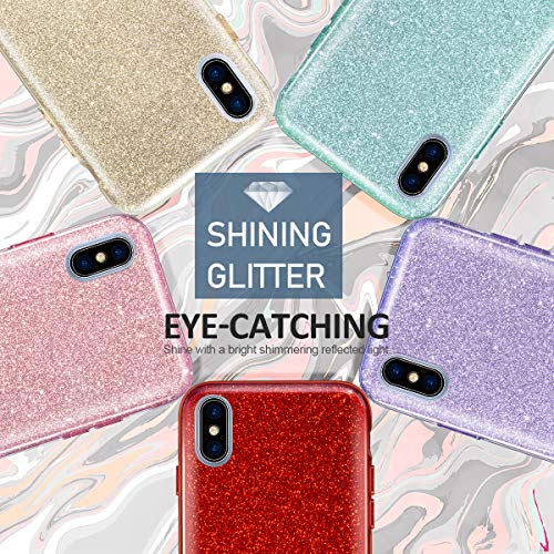 MATEPROX iPhone Xs Max case,Bling Sparkle Cute Girls Women Protective Case for iPhone Xs max 6.5"(Pink)