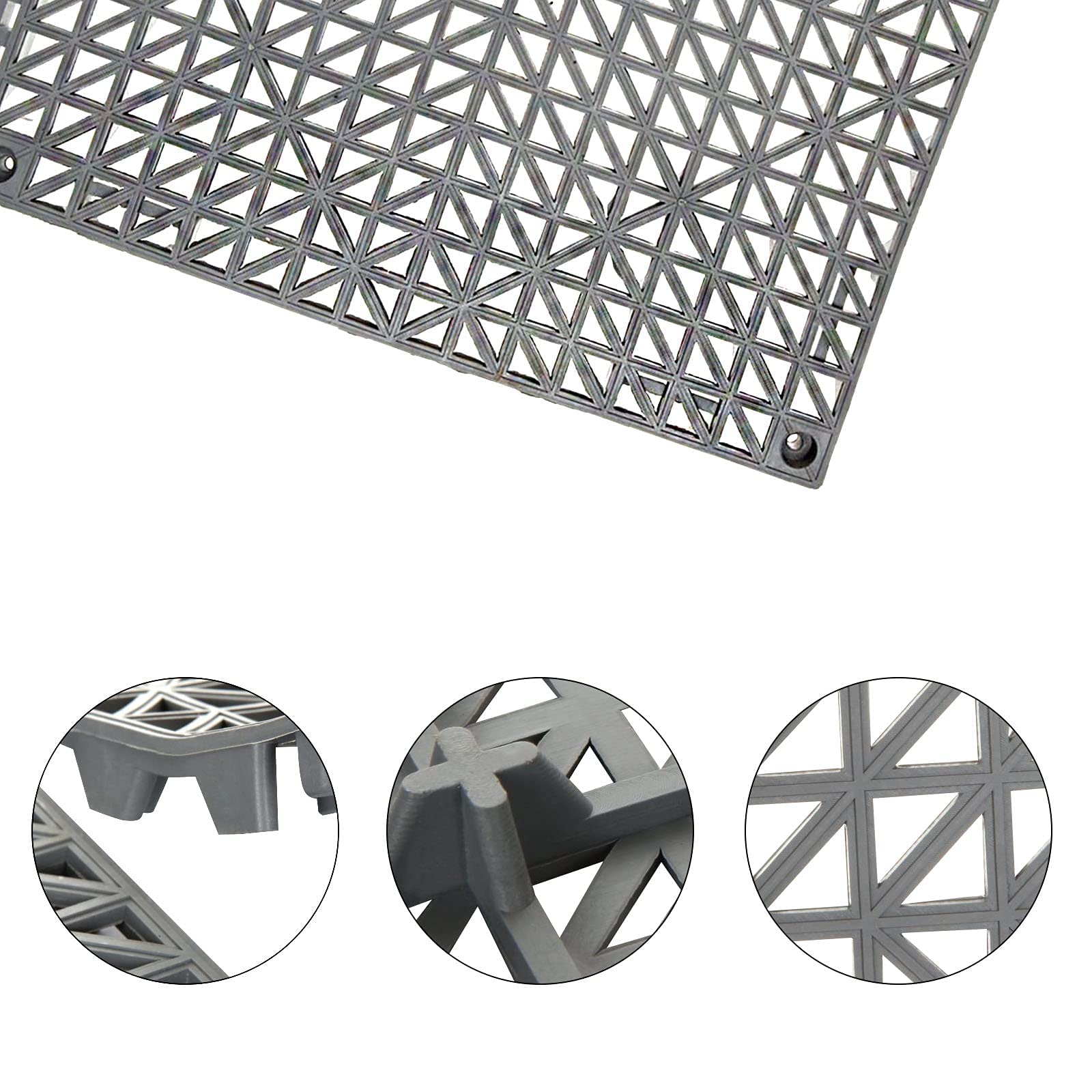 GLEEJON 12PCS Interlocking Soft PVC Flooring Tiles Mat, 12 x 12 Inch No-Slip Rubber Splicing Pool Patio Rugged Mats for Floor, Modular Interlocking Cushion Tiles Drainage Mats for Outdoor and Indoor