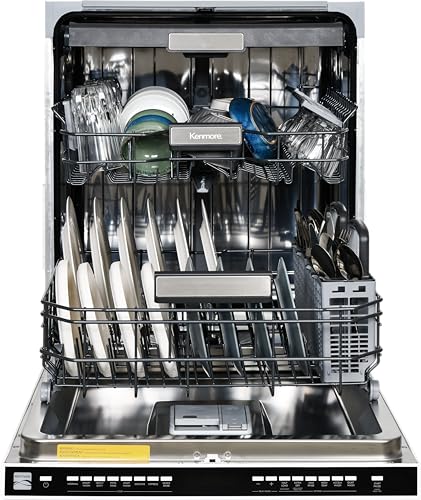 Kenmore 24" Built-In Stainless Steel Tub Dishwasher with EasyFlex 3rd Rack, SmartWash, UltraWash Plus, TurboDry, MoreSpace Adjustable Rack, Energy Star Certified, White