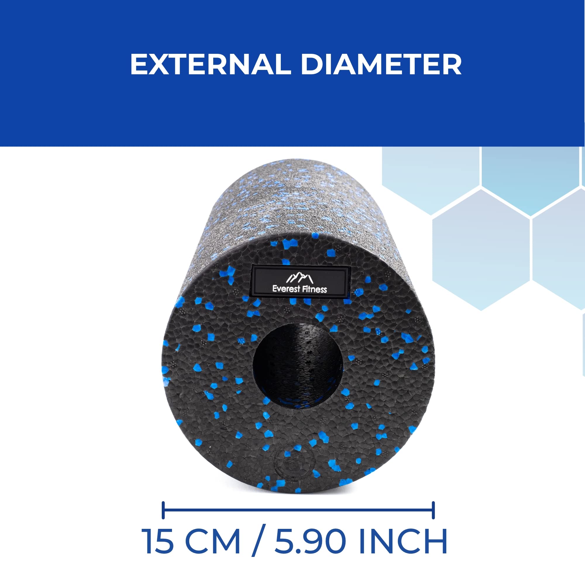 EVEREST FITNESS Foam Roller - Medium Density Level - Foam Rollers for Back Pain or Muscle Massage - Physical Therapy Roll for Legs or Body - Deep Tissue Massage - Black/Blue