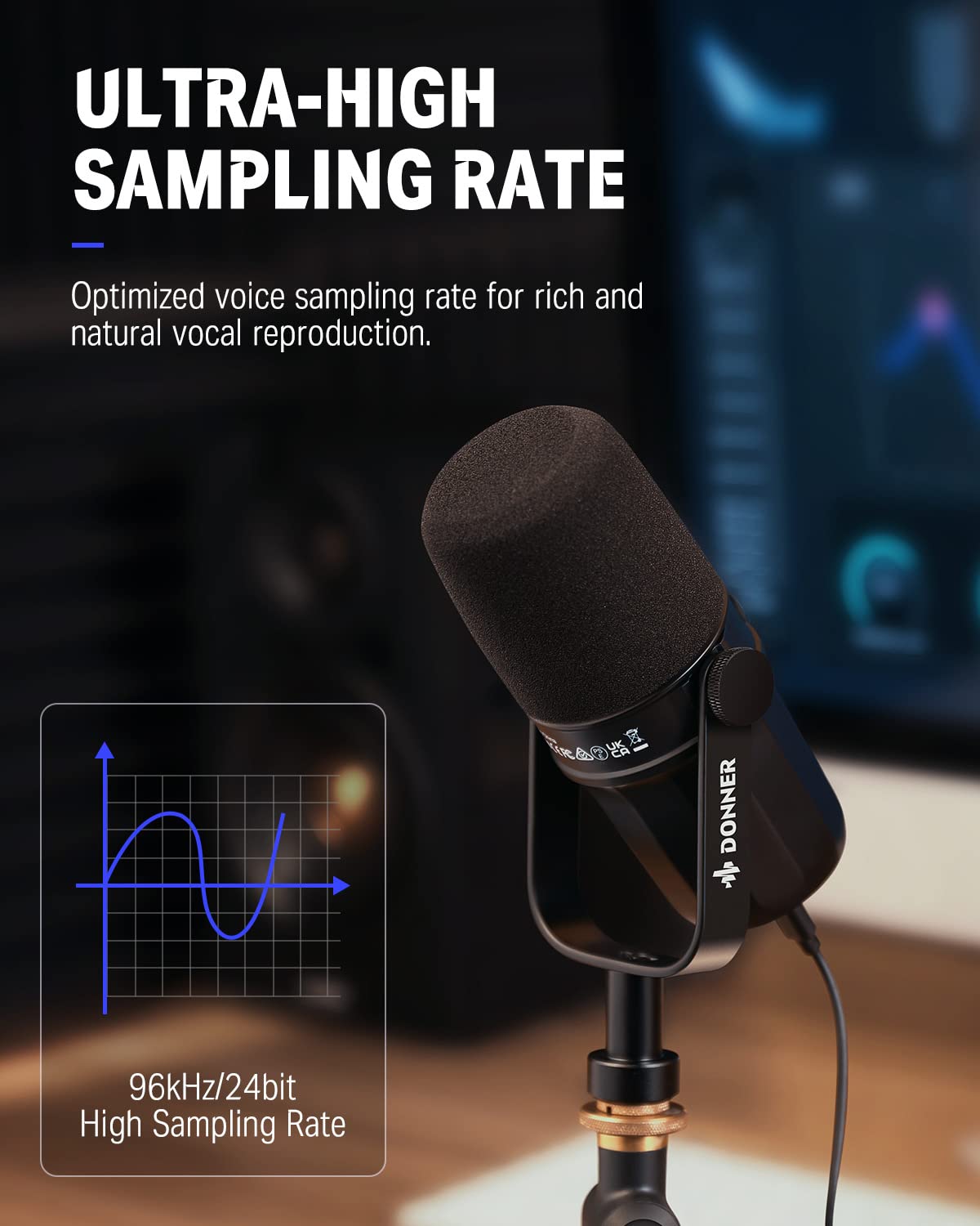 Donner XLR/USB Podcast Microphone, Vocal Dynamic PC Microphone for Recording, Live Streaming & Gaming, All Metal Cardioid Mic with Built-in Headphone Output, for iPhone & PS4/5, Black, UA-44