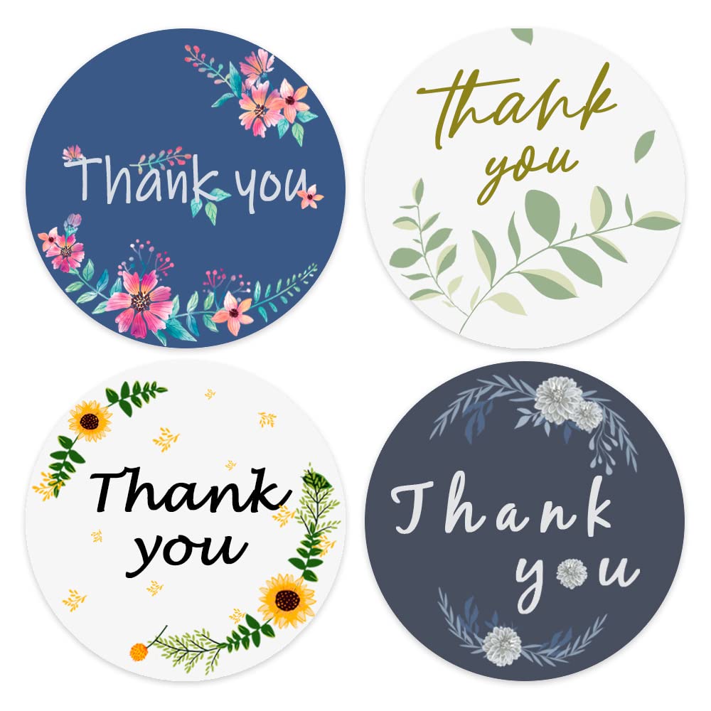 Thank You Stickers Rolls Watercolor Flower Thank You Stickers Labels Round Adhesive Labels Stickers Decorative Sealing Stickers Perfect for Small Business, Weddings, Parties, Gifts(500 Per Roll)