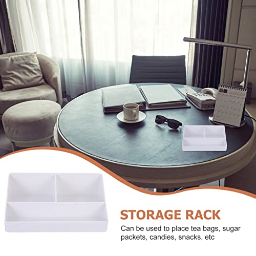 Tofficu 3 Compartment Coffee Condiment Holder Coffee Holder Storage Organizer Coffee Sugar Tea Bags Holder for Breakroom Office Home use