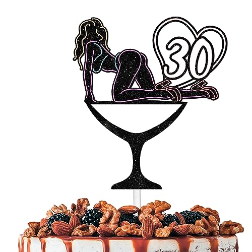 Glitter Crazy Girl 30 Cake Topper Let’s Glow Crazy Party Theme Decoration Supplies Women Girls Happy Birthday 30th Anniversary Party Decor Supplies