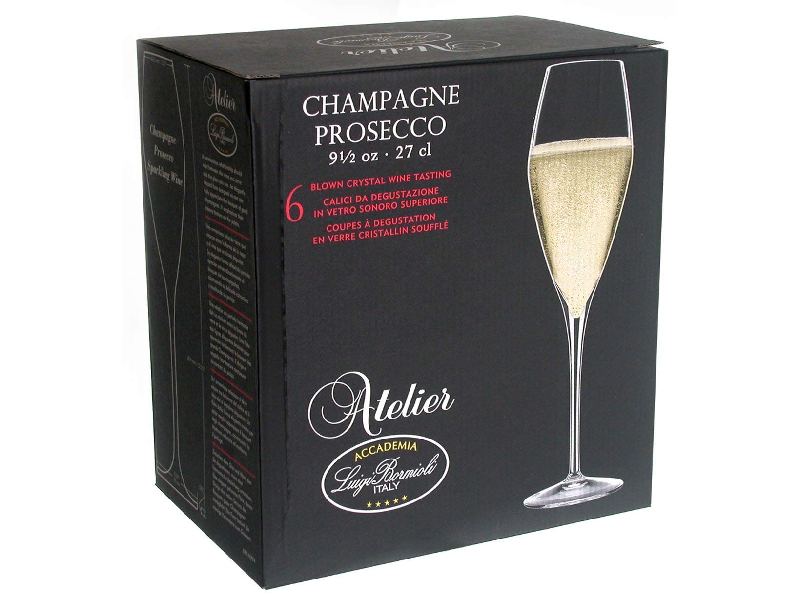 Luigi Bormioli - 08748/07 Luigi Bormioli Atelier 9.25 oz Champagne Glasses, Set of 6, Clear