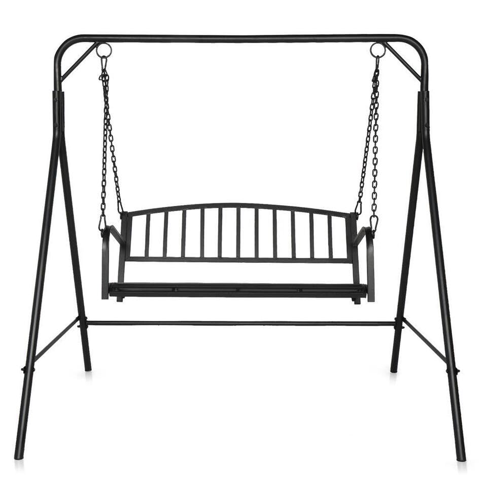GeRRiT Swing Frame Metal A Frame Swing Stand for Garden Lawn Backyard Porches Stability, Black