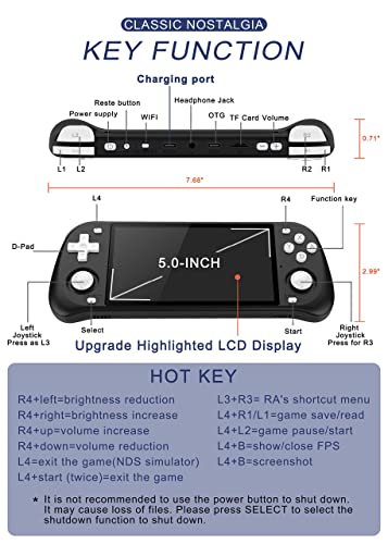 Powkiddy RGB10 MAX 2 Handheld Game Console, 5-Inch IPS Screen, 30000+ Retro Games, 4200mAh Battery, RK3326 Chip, Two-Player Online Games