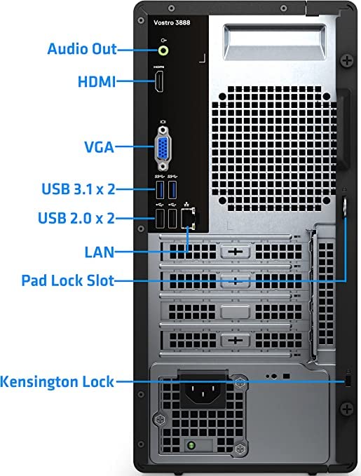 Dell Vostro 3910 Business Desktop PC, Intel Core i5-12400, 32GB DDR4 RAM, 1TB NVME SSD, 3TB HDD, 802.11AX WiFi, Bluetooth 5.2, HDMI, Windows 11 Pro, Professional Tower Computer w/Accessories