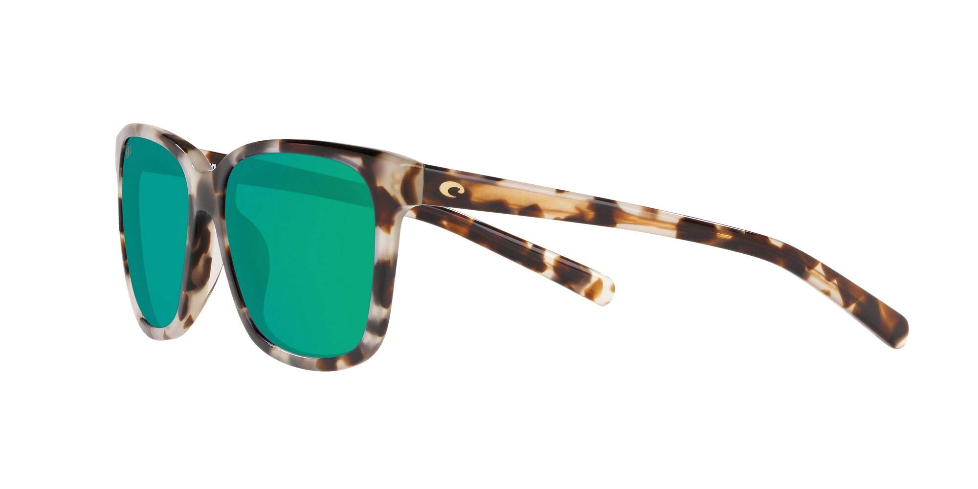 Costa Del Mar Woman Sunglasses Shiny Tiger Cowrie Frame, Green Mirror Lenses, 57MM