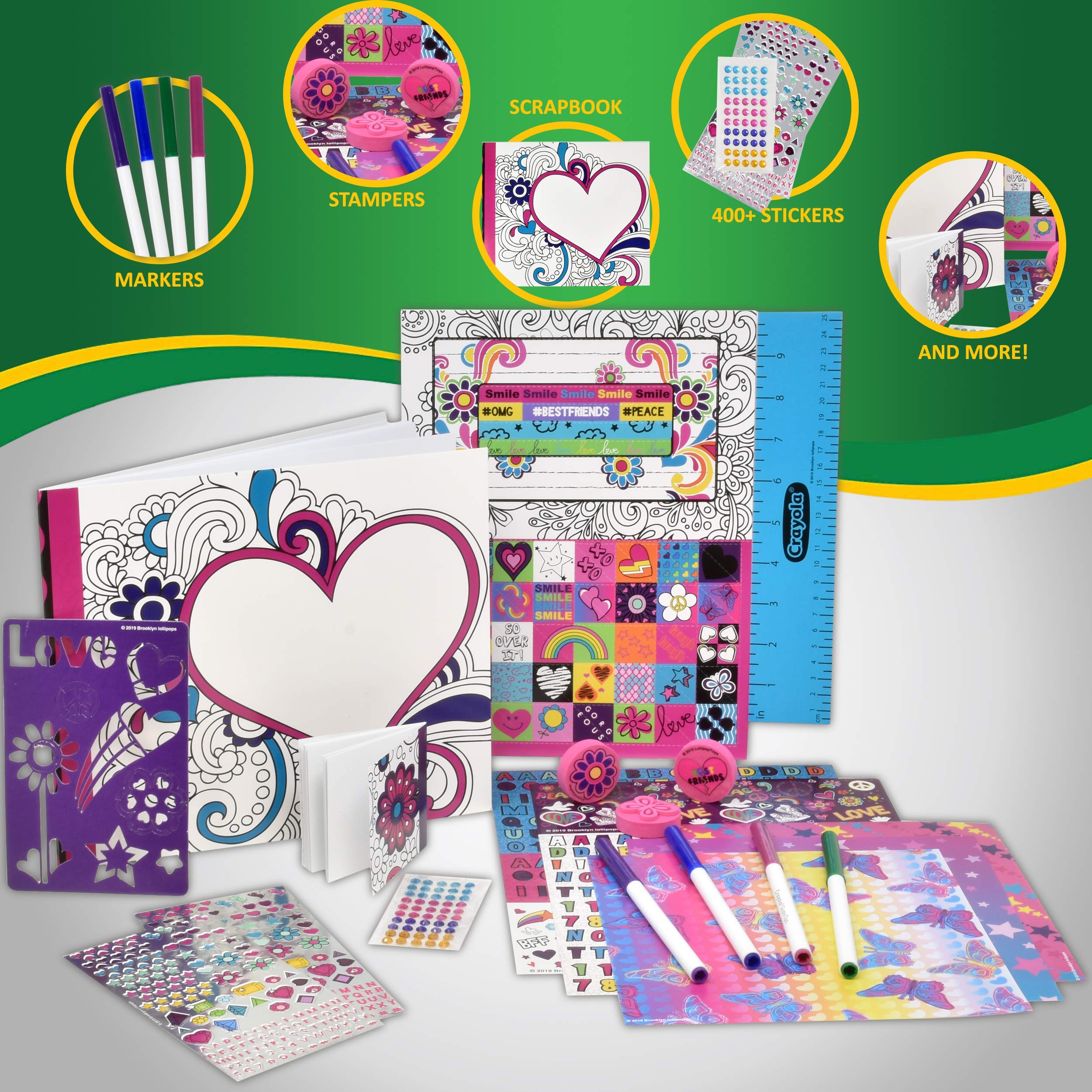Crayola Art Activity Set, Mess Free Craft Kit for Kids, Washable Markers Coloring Supplies, Stickers, Scrapbook in Travel Carry Case