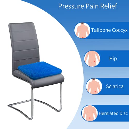 Large Office Chair Cushion Seat Cushions, Cooling Car Wheelchair Bleacher Computer Chair Pad, Gel Seat Cushion for Long Sitting, Coccyx Hip Sciatica Tailbone Lower Back Pain Sore Relief (17"×17")