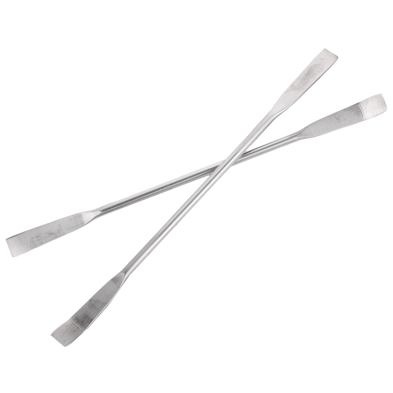 Geuxe 2Pcs 125mm Length Double Head Lab Instruments Stainless Steel Sampling Spatula, Silver