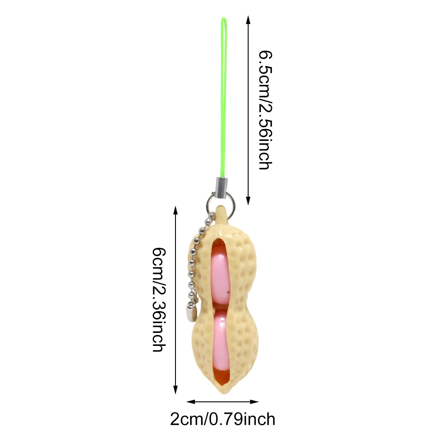Honbay 6PCS Cute Peanut Decompression Toy Squeeze Peanut Fidget Toy Extrusion Peanut Keychain Keyring Stress Relieving Keychain Toys