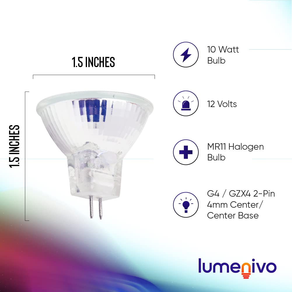lumenivo MR11 12V 10W Halogen Bulb Fiber Optic Replacement for Phillips 417220 with G4 2-pin Base - 12 Degree Landscape Lighting Narrow Spot Indoor Flood Light 12 Volt 10 Watt FTD C - 1 Pack