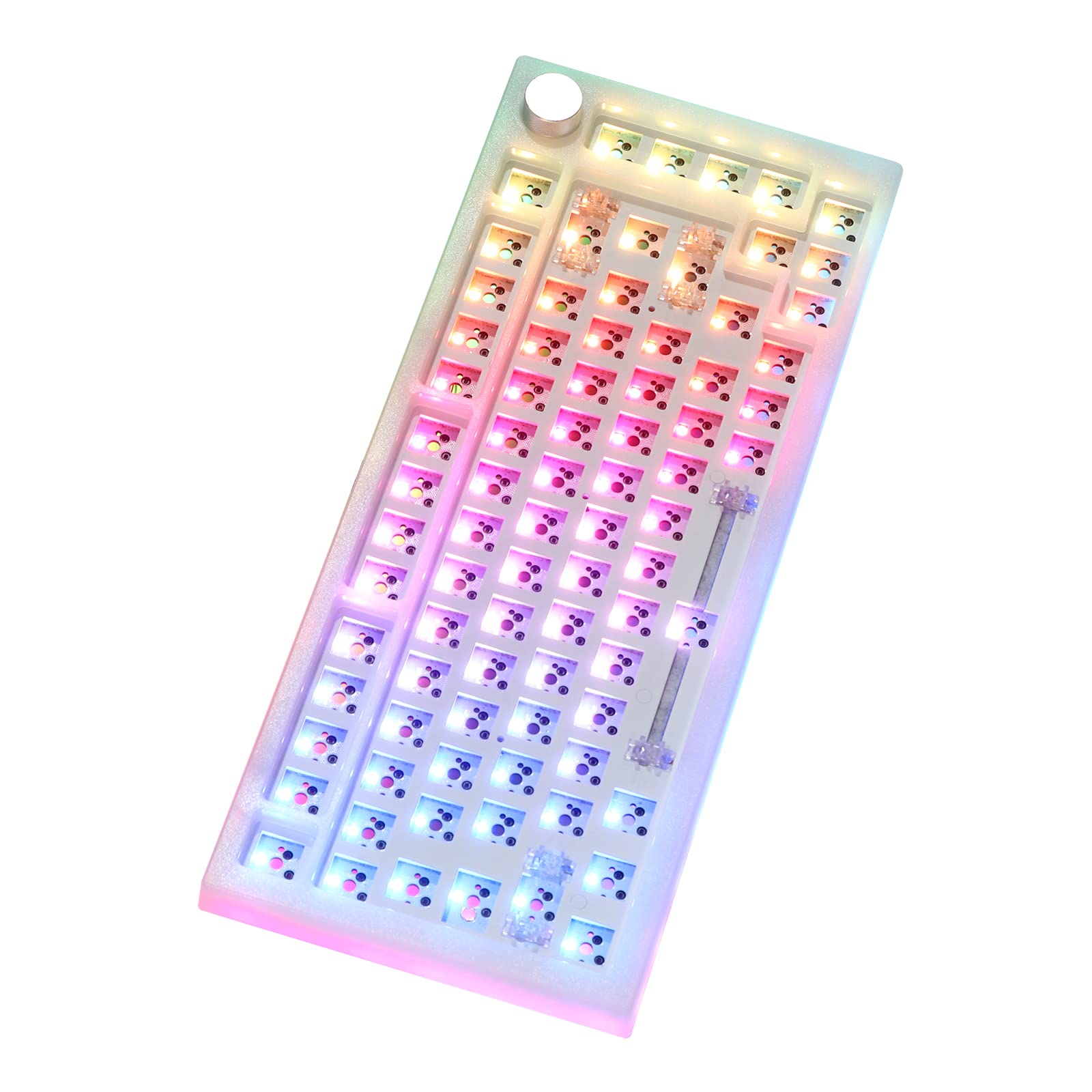 EPOMAKER Next time Skyline Gasket-mounted 75% Hot Swappable Wired Gaming Keyboard DIY Kit with RGB Backlight, Rotary Knob, Compatible with 3Pin 5Pin Gateron/Cherry/Kailh/Otemu Switch (White)
