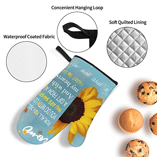 Firiseroh Oven Mitts and Pot Holders 4pcs - Sunflower High Heat Resistant Oven Gloves Potholders Set - Non-Slip Hot Pads for Baking, Cooking, BBQ Grilling