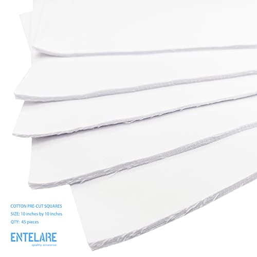 Pre-Cut Charm Packs Cotton Square Bundles 10"x10" 45 Pieces White