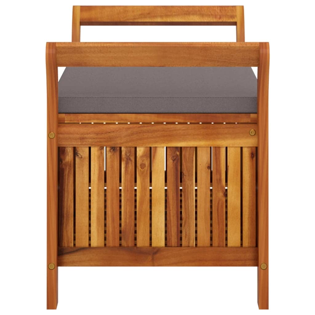 loibinfen Wooden Outdoor Patio Storage Bench Large Deck Box with Brown Cushion 35.8"x19.7"x23.6" Solid Wood Acacia Storage Box Deck Box with Seat for Garden, Balcony, Porch, Pool,Yard
