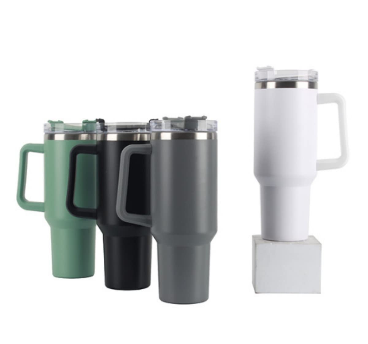 FAMKX 40oz Insulated Travel Mug Tumbler With Handle And Straw,Stainless Steel Double wall Vacuum Thermos Cup Keep Drink Cold and Hot (Caramel)