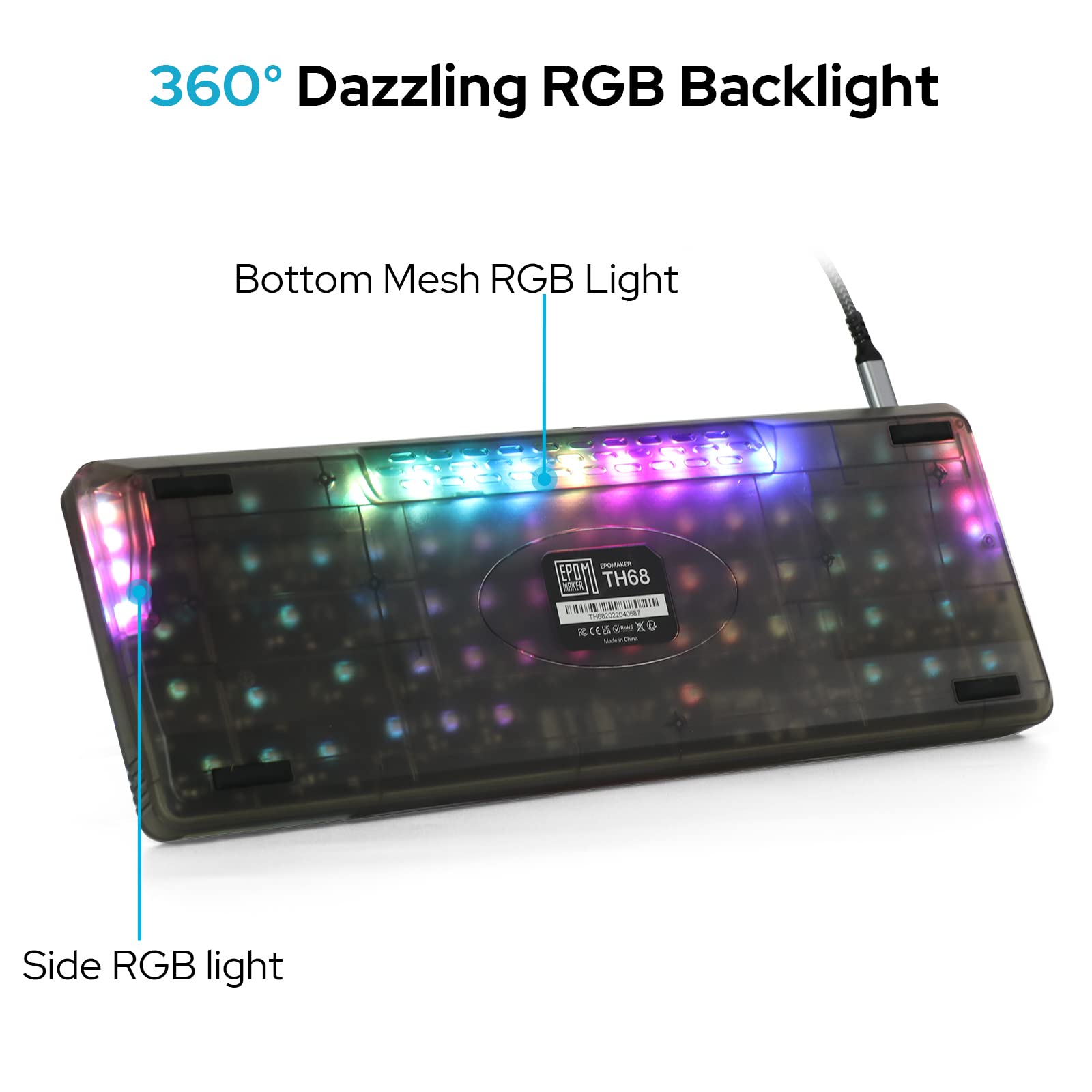 EPOMAKER TH68 65% 68 Keys RGB Hot Swappable Bluetooth 5.0/2.4Ghz Wireless/USB-C Triple Modes Keyboard DIY Kit with Rotary Knob, Compatible with 3 Pin/5 Pin Gateron Otemu Kail Switch (Th68 Pink)