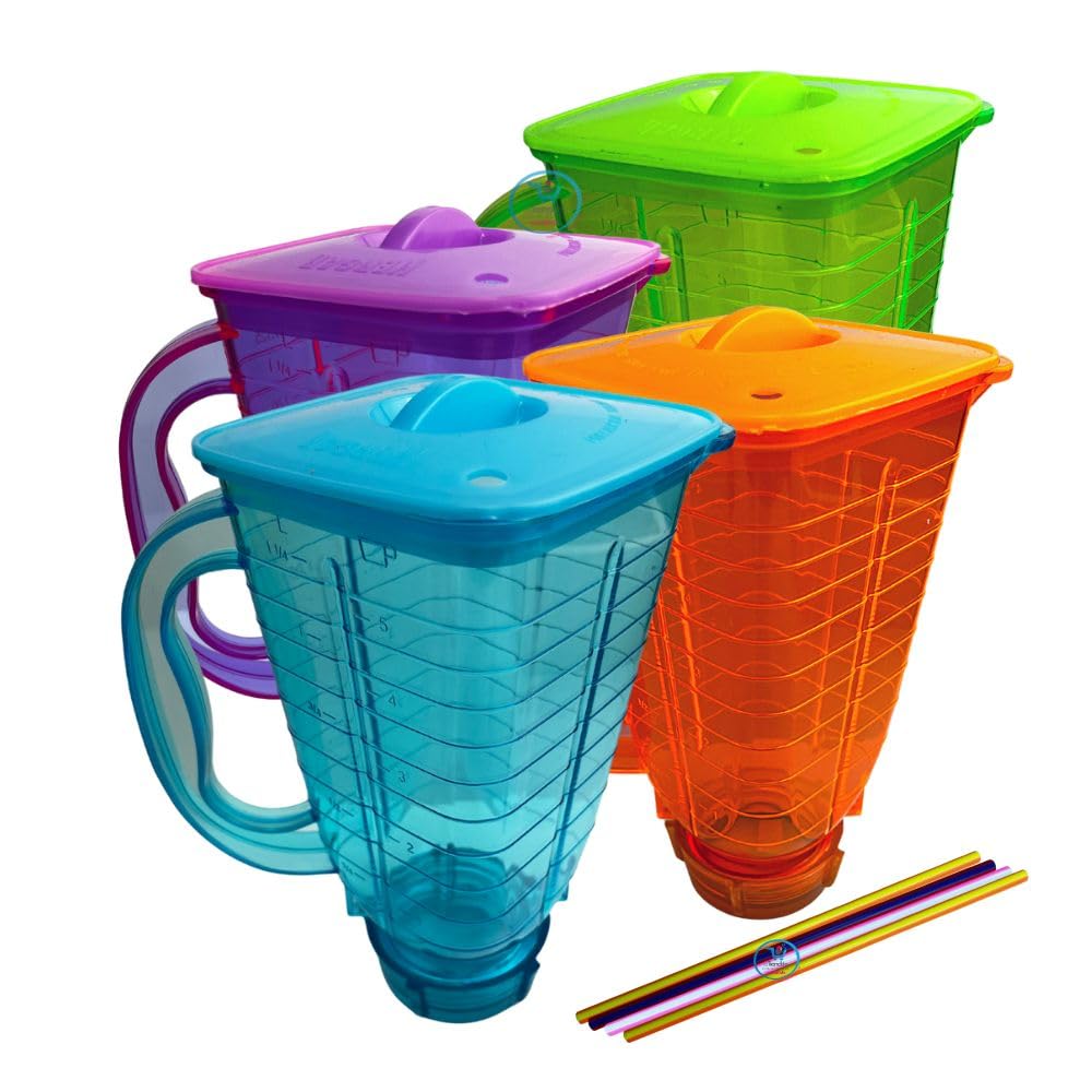 LA TIENDITA ESSENTIALS 4-pack Blender Plastic Jar 42.3 fl oz capacity + Free Reusable Straw