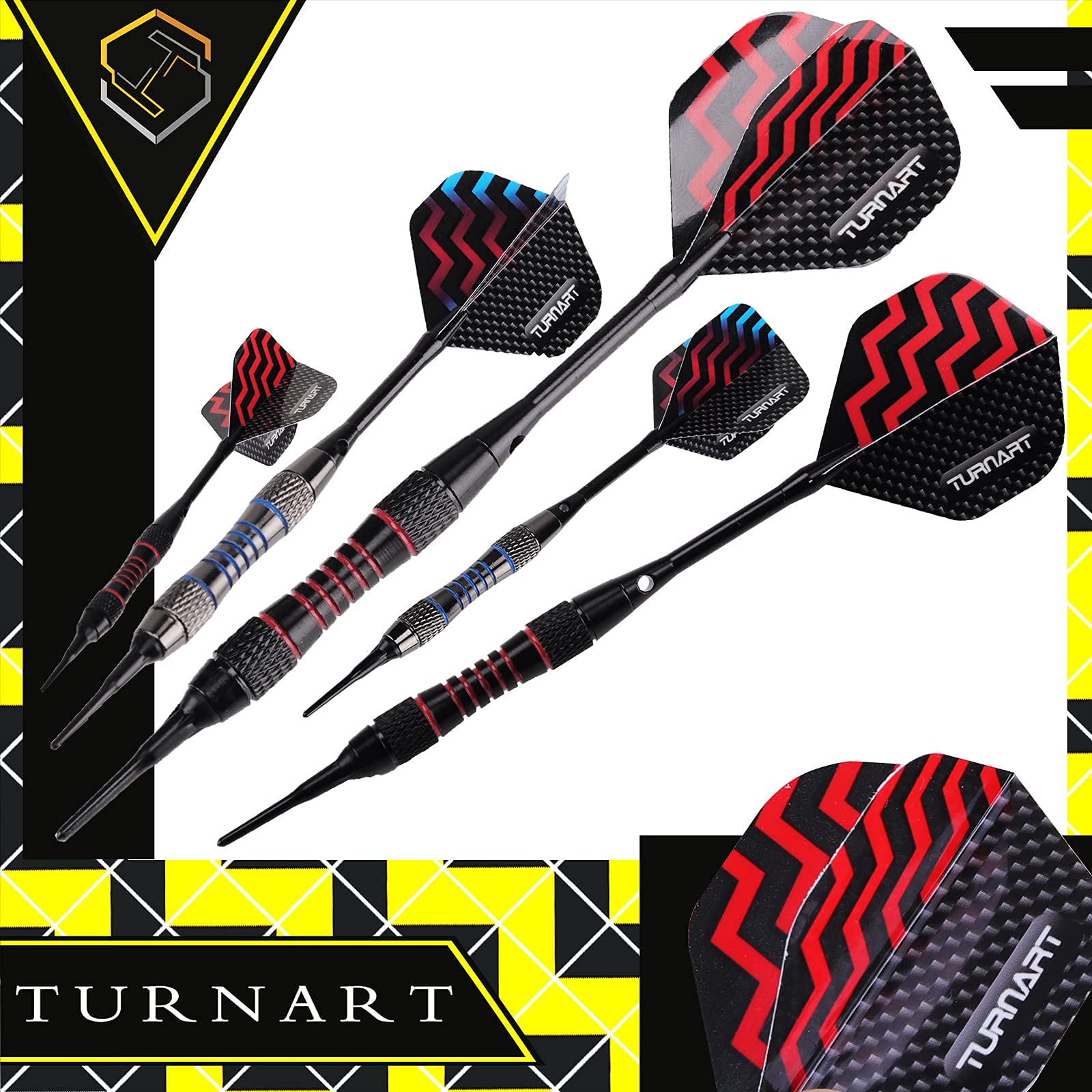 Electronic Dart Board - Dart Board Electronic Scoreboard for 16 Players - 6 Darts Plastic Tips 50 Soft Tips LED Display Power Adapter Throw Line