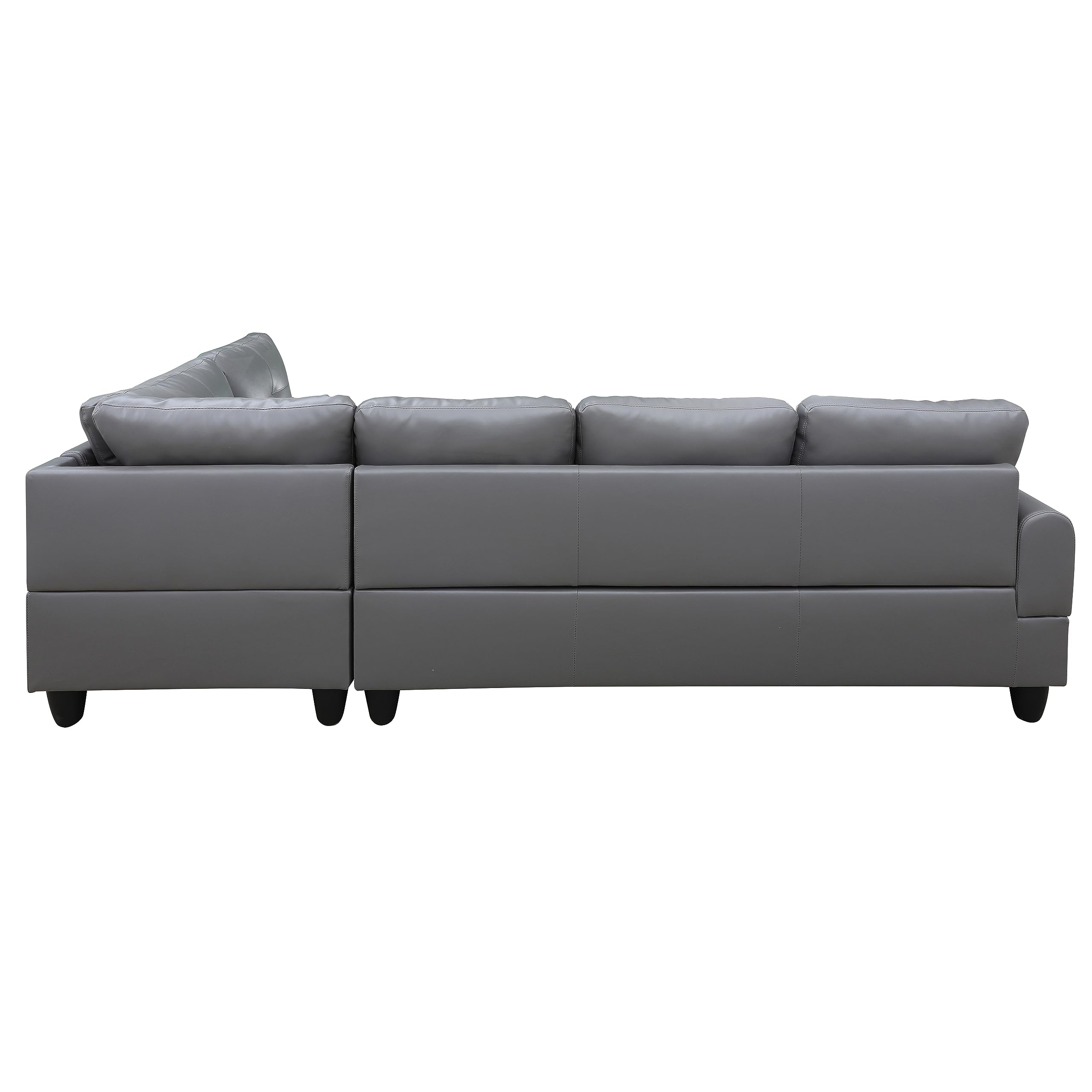 iLintek 97" Living Room Modern Sleeper Faux Leather L-Shape Modular Sectional Sofas Lounge Couch Comfy Upholstered Furniture Apartment, Studio, Office, Dark Grey