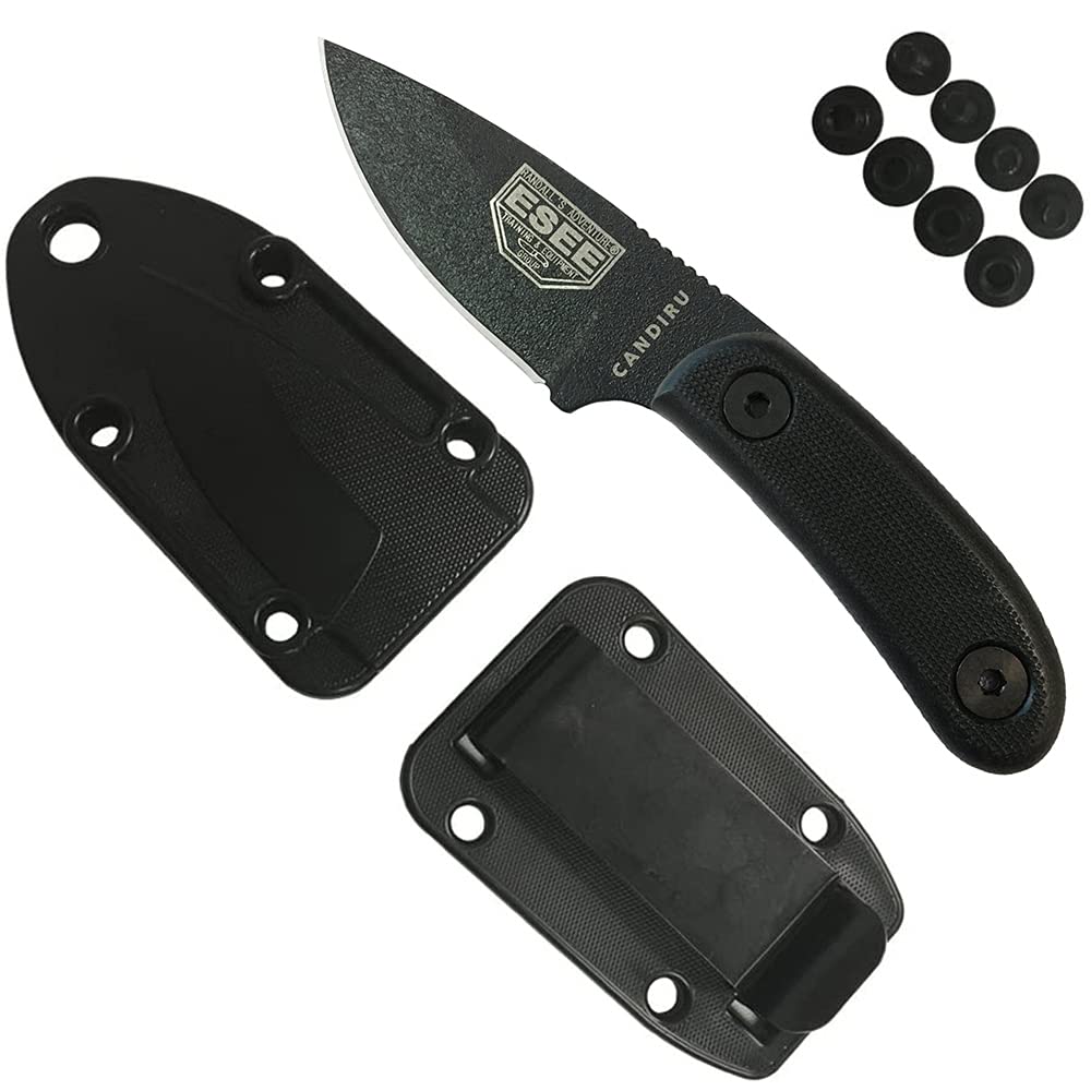 ESEE Knives Candiru Fixed Blade Knife with Handles (OD Blade/Black Handle)