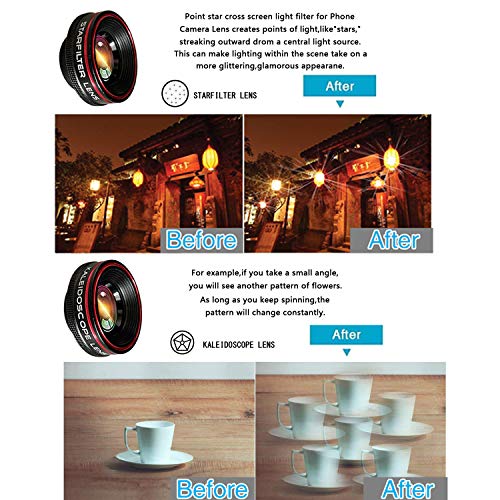 Phone Camera Lens Kit 10 in 1 for iPhone Samsung Pixel Android, 22X Telephoto Lens, 0.62X Super Wide Angle Lens&25X Macro Lens, 235° Fisheye,Kaleidoscopes, Starlight,Tripod,for Most Smartphone
