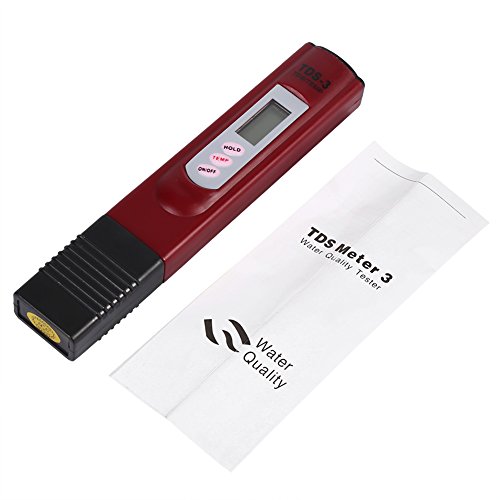 GOWENIC TDS Meter, 0~9999ppm -2% Accuracy Testing Water Quality, Temp Portable Pen Type Meter, for Aquariums,RO System,Swinging Pool, Etc (Red)
