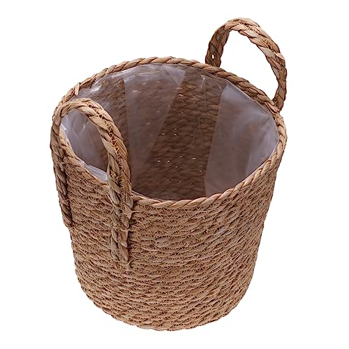 LABRIMP Rectangle Vase Storage Basket Straw Potted Plant Basket Linen Flowerpot To Weave Potted Plant Woven Toy Basket