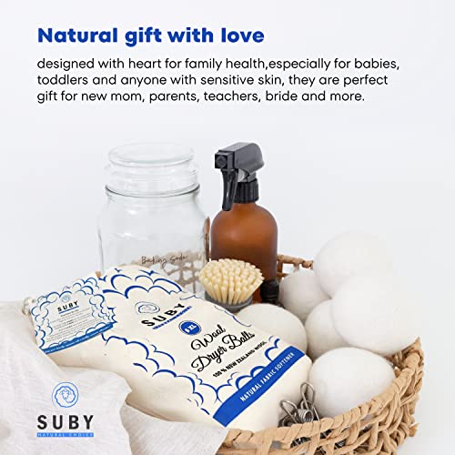 Wool Dryer Balls - Reusable Large Wool Laundry Balls for Dryer | Natural Fabric Softener, Saves Drying Time, Reduces Static and Wrinkles | Wool Balls for Dryer Replaces Dryer Sheets, Pack of 6