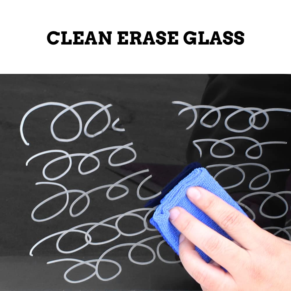 DEVELOP Magnetic Black Glass Dry Erase Board, 36 x 24 Inches (90 x 60 cm), Frameless Wall Mounted Writing Glass Whiteboard with 4 Markers, 2 Magnets, 1 Eraser