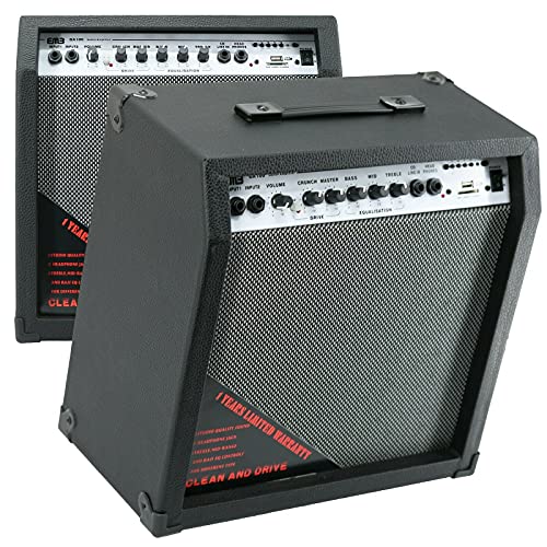 EMB GA100 500W 10" Electric Guitar Amplifier Speaker Portable Powerful Studio and Stage Cabinet PreAMP β with Built in Headphone Jack and 2 Inputs and SD USB AUX Bluetooth (Black)