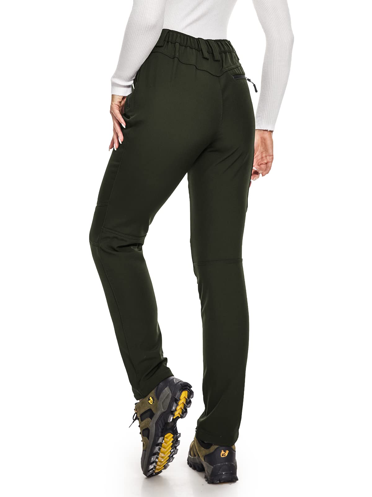 Cycorld Women's-Ski-Snow-Pants, Fleece Lined Water Resistant Windproof Pants Winter Hiking Softshell Pants for Women(Black,Large)