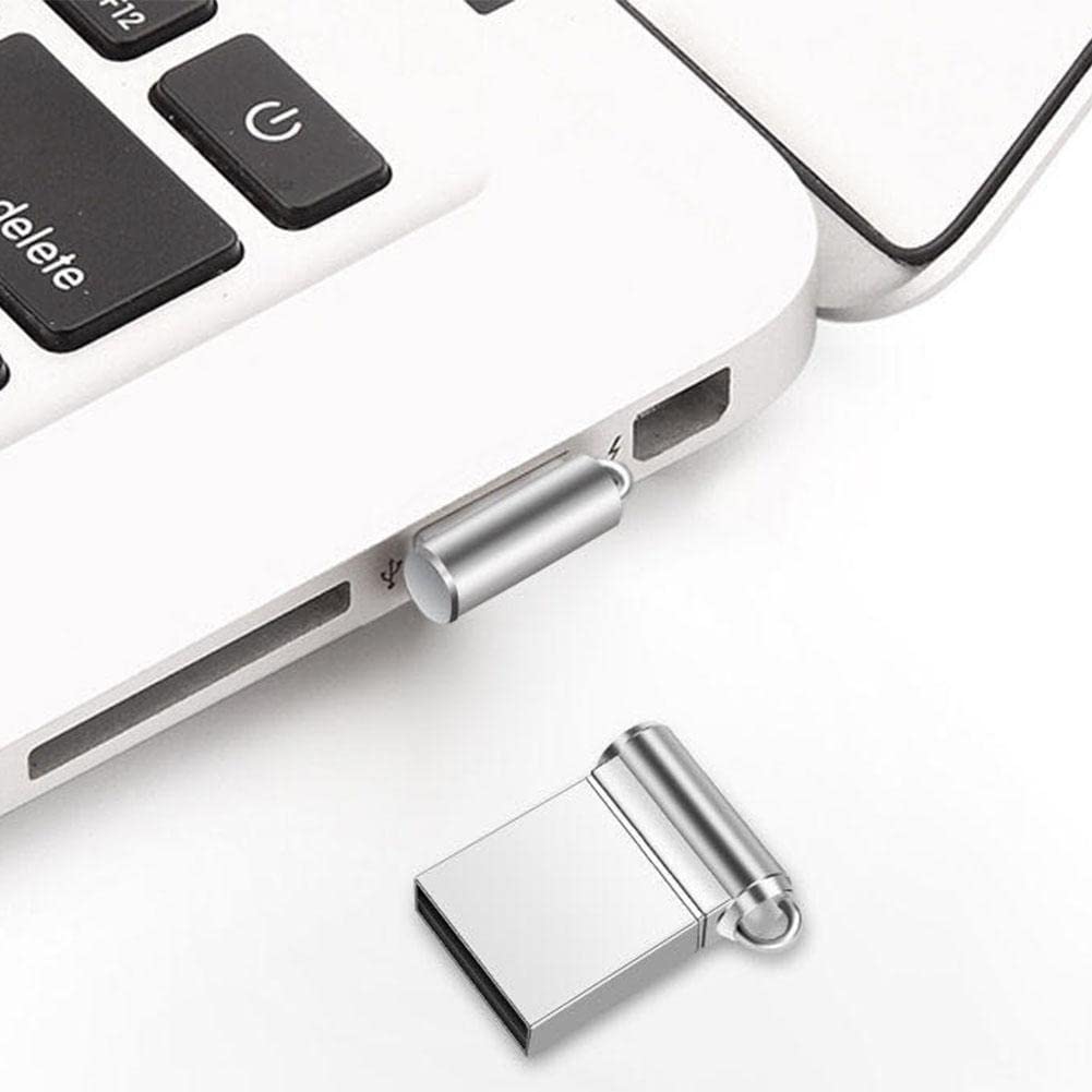 weiyufang Mini USB Flash Drive Portable Memory Stick Metal Pen Drive Small U Disk Key Ring Thumb Drive Low Profile USB Key for Data Storage and Backup (Silver)