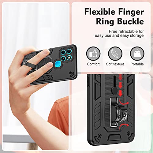 Phone Case Case Compatible with Infinix Smart 6 2021/X6511B /X6511/X6511E Case Heavy Duty Shock Absorption Full Body Protective Case TPU Rubber and Hard PC Phone Case Cover with Retractable hand strap