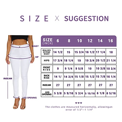 LICTZNEE Womens Skinny Jeans Mid Rise, Denim Stretchy Jeggings Butt Lifting Pants with Pockets White(10)