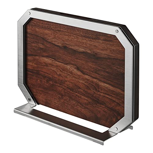 Heriter I Solid Walnut Octagonal Wood Cutting & Serving Board with Stainless Steel Stand/Frame I Modern kitchen I Clean up kitchen I wood cutting boards x 1, Magnetic Stainless Steel Stand x 1