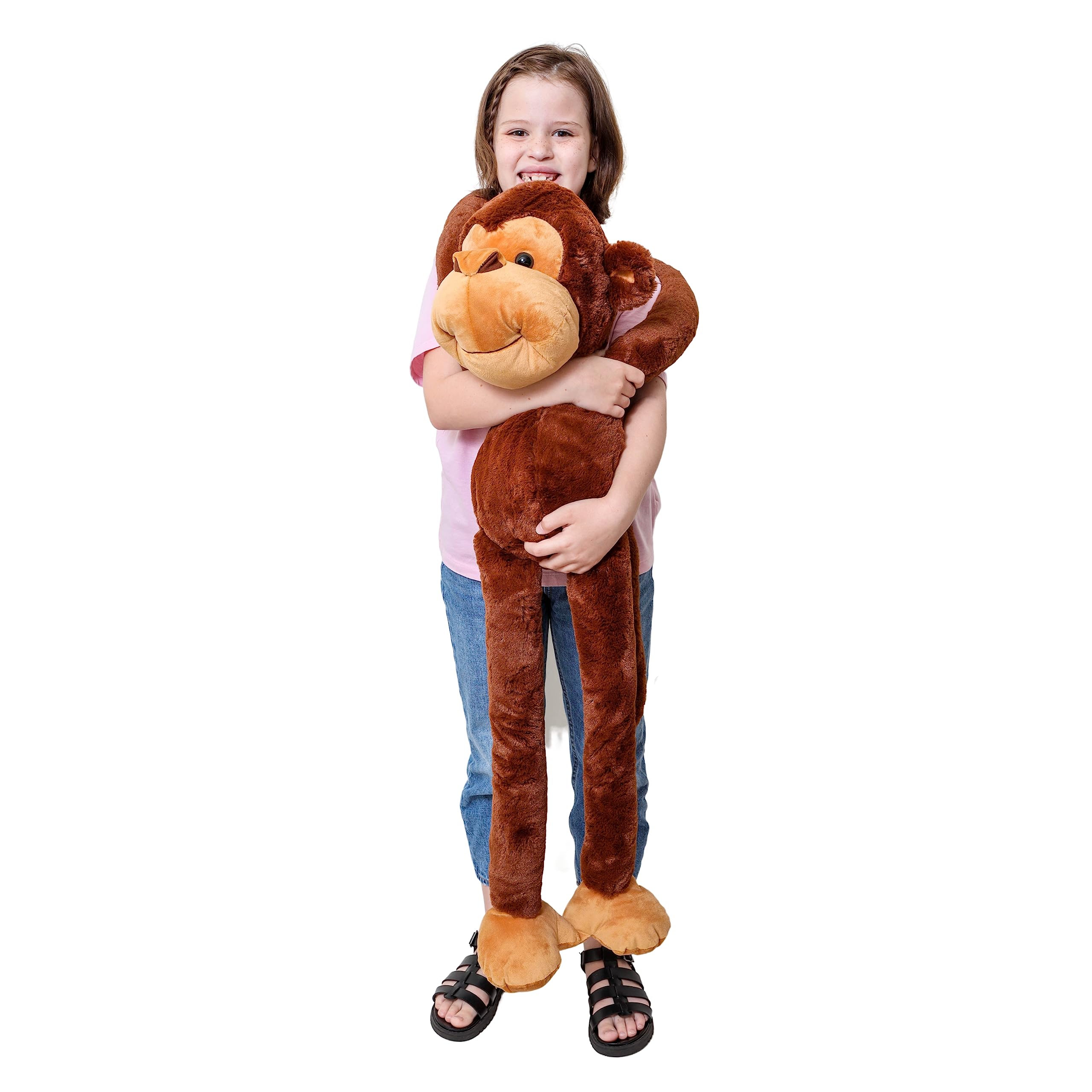 Giant 4ft Hanging Monkey Stuffed Toy - Ultra Soft, Connectable Hands & Feet, Perfect for Comfort & Decoration