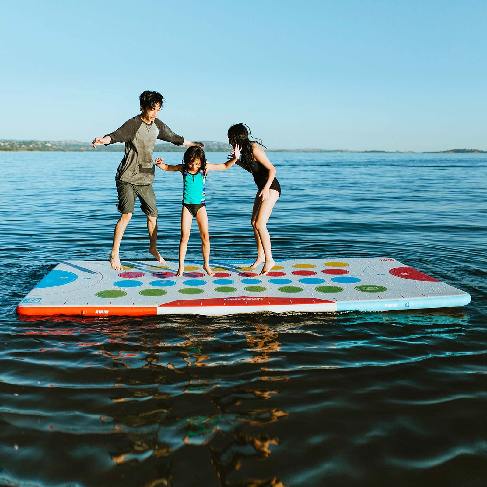 Driftsun Inflatable Floating Mat - Game Pad Inflatable Floating Platform and Swim Dock, Dropstitch PVC Construction (13ft x 6.5ft)