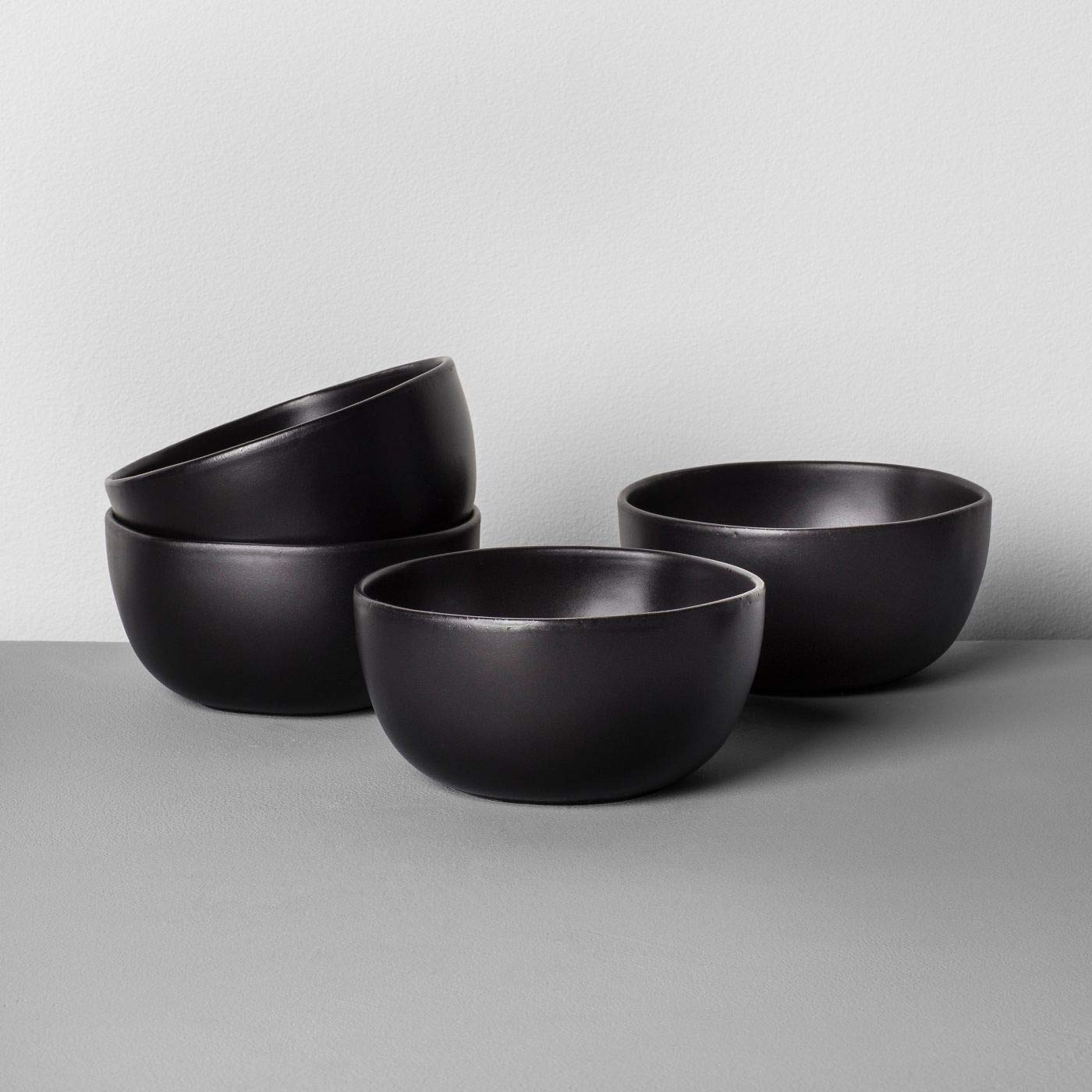 Hearth and Hand with Magnolia Stoneware Set of 4 Black Cereal Bowls