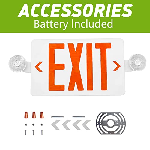 OSTEK Red LED Exit Sign with Emergency Light, Two LED Adjustable Head Emergency Exit Lights with Battery Backup, Dual LED Lamp ABS Fire Resistance UL-Listed 2Pack