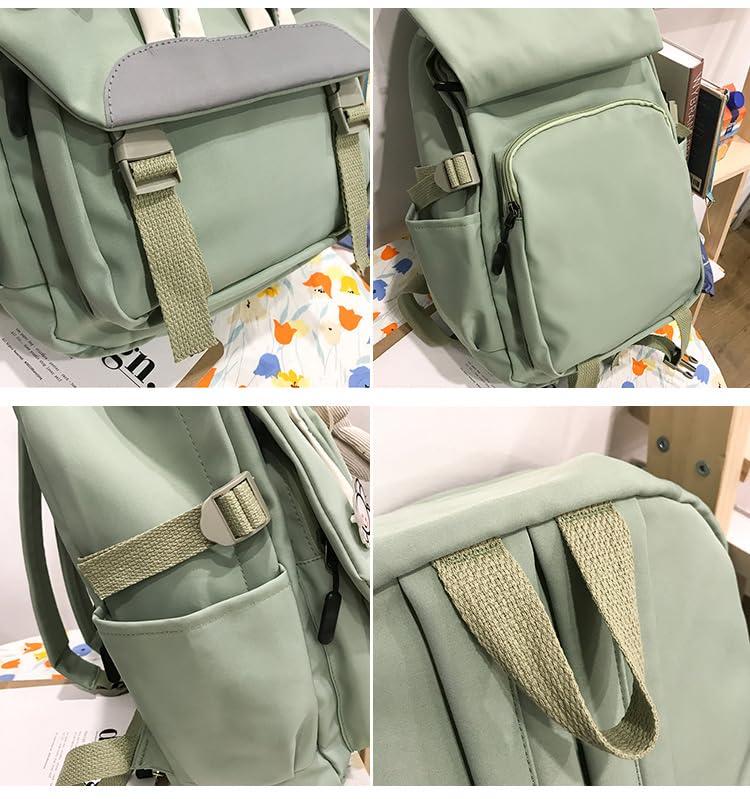 MOwers Kawaii Backpack with Cute Rabbit Pendant (Green)