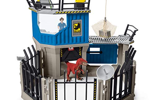 Schleich Dinosaur Toys Science Playset - 33-Piece Set Research Station with Brachiosaurus, Velociraptor, Men Scientist Action Figures, and Dart Cannon, Kids Figurines for Ages 4 and Above