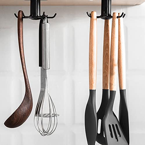 GOOFFY Door Metal Hooks for Hanging 360 Degrees Rotated Kitchen Hooks Self Adhesive 6 Hooks Home Wall Door Hook Handbag Clothes Ties Bag Hanger Hanging Rack Hanger