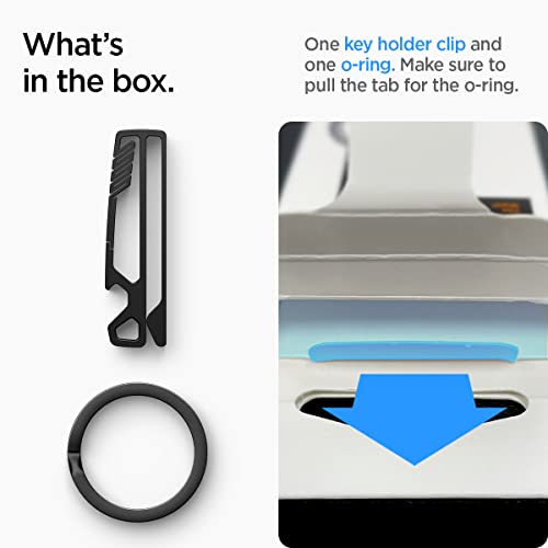 Spigen Metal Fit Titanium Belt Loop Key Ring Clip Holder, Car Keychain Key Clip for Belt, Bottle Opener Key Chain Ring for Men and Women - Black